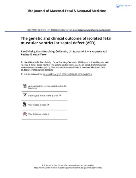 Pdf The Genetic And Clinical Outcome Of Isolated Fetal Muscular Ventricular Septal Defect Vsd