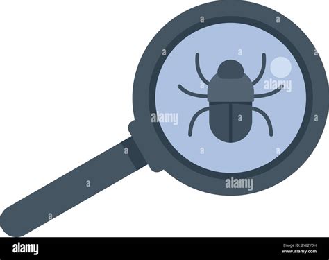 Magnifying Glass Is Analyzing A Computer Bug Searching For Viruses And Malware Stock Vector