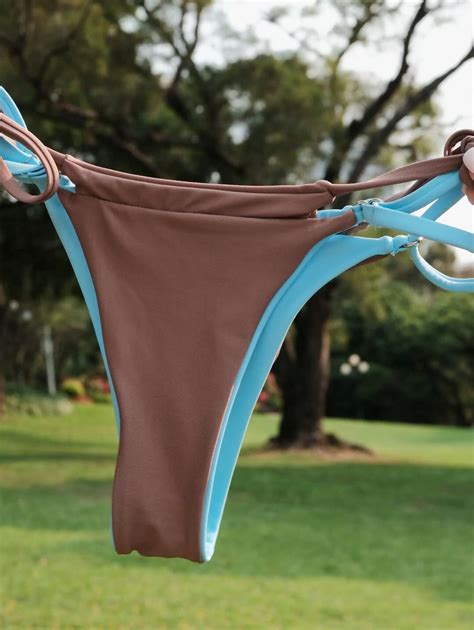 Seamolly Colorblock Two Tone Tie Side Double Layer Bikini Set