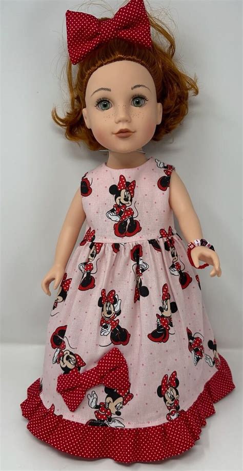 18 Inch Doll Minnie Mouse Print Dress Hair Barrette And Bracelet Etsy