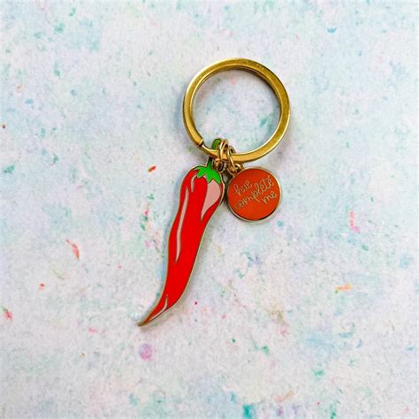 Red Chili Pepper Keychain Enamel Foodie Keyring Etsy