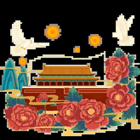 手绘天安门 花瓣网
