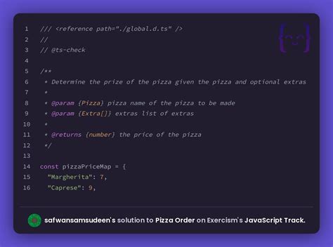 Safwansamsudeens Solution For Pizza Order In Javascript On Exercism