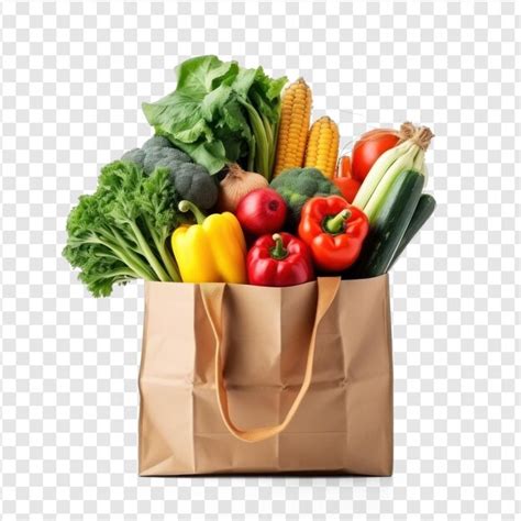 Premium Psd Vegetable In Paper Shopping Bag Transparency Background Psd