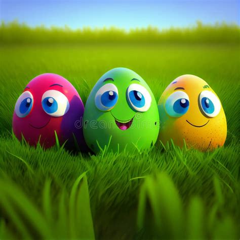 Easter Egg Character Cute Adorable Easter Background Generative Ai Stock Illustration