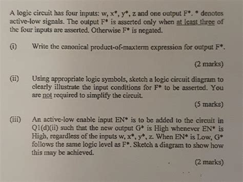 Solved A Logic Circuit Has Four Inputs W X Y Z And One Chegg