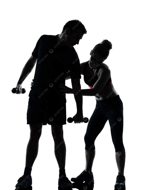 One Couple Man Woman Exercising Workout Fitness Bodybuilding Cut