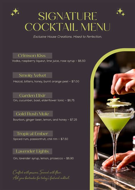 Free Cocktail Menu Templates Editable And Printable