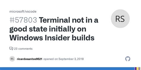 Terminal Not In A Good State Initially On Windows Insider Builds · Issue 57803 · Microsoft