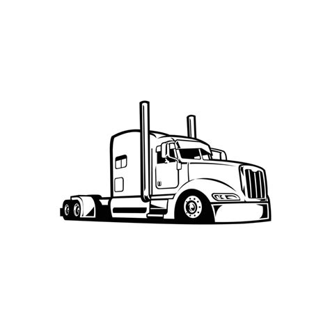 Premium Semi Truck Freight 18 Wheeler Sleeper Vector Silhouette