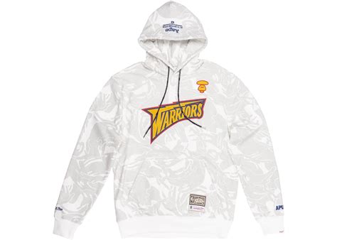 Aape X Mitchell And Ness Golden State Warriors Hoodie White Mens Ss20 Us