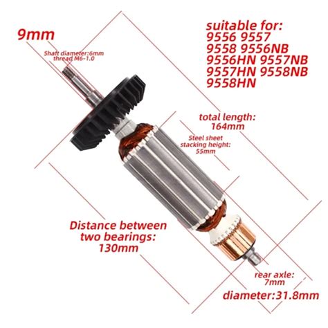 Ac220v 240v Angle Grinder Armature Rotor Stator Replace For 9556 9557