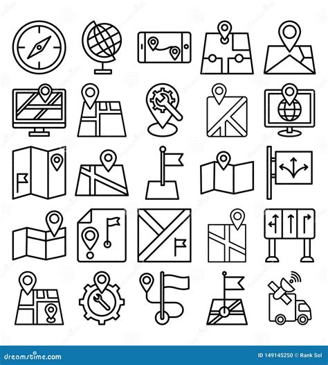 Map And Navigation Isolated Vector Icons Set That Can Easily Modify Or Edit Map And Navigation
