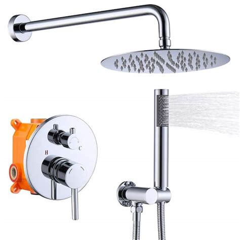 Fapully 10 In Round Pressure Balance Bathroom Shower Combo Set With
