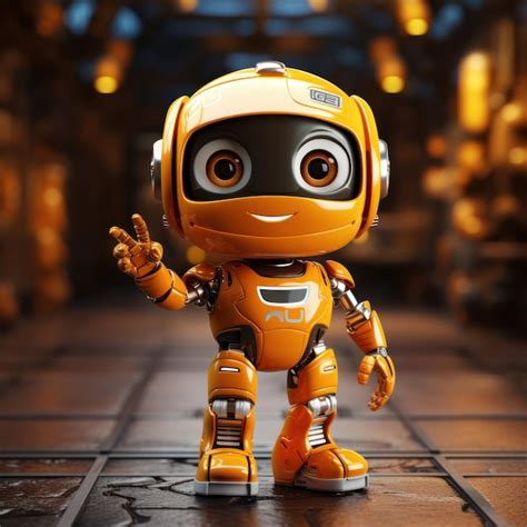 Premium Ai Image A Small Friendly Orange Robot Waving In Greeting