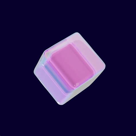 3d Render Glass Neon Cube Glossy Crystal Design In Rectangle Shape