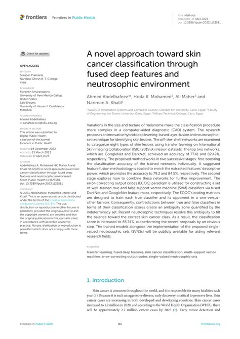Pdf A Novel Approach Toward Skin Cancer Classification Through Fused