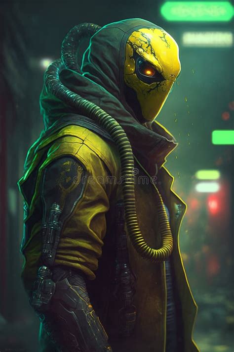 Digital Artwork Of Sci Fi Cyberpunk Character Stock Illustration