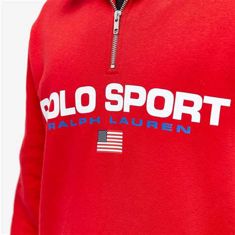 Polo Ralph Lauren Polo Sport Quarter Zip Sweat Rl 2000 Red And White