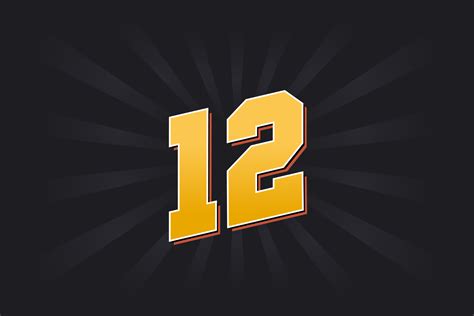 Number 12 Vector Font Alphabet Yellow 12 Number With Black Background