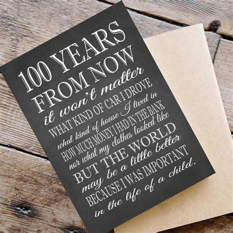 100 Years From Now Poem Teacher Appreciation T Printable Thank You