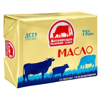 Масло Житомирський Молочний Завод Селянське солодковершкове 73% 180г ...