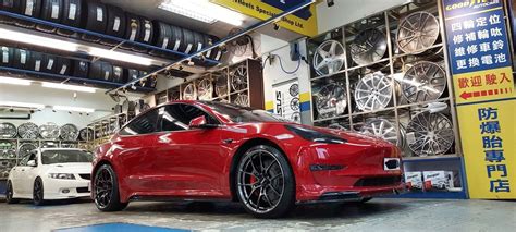 Tesla Model 3 Red Rays Volk G025 Wheel Front