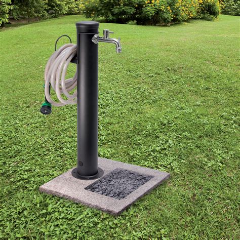 Fontaine De Jardin Avec Robinet En Acier Aluminium 16 X 30 X 85 Cm