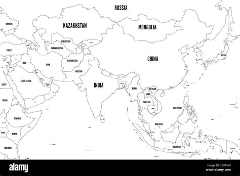 Black And White Map Of Asia And Russia