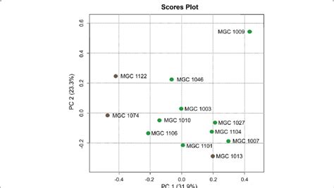Principal Component Analysis Pca Score Plot Of The 12 Different