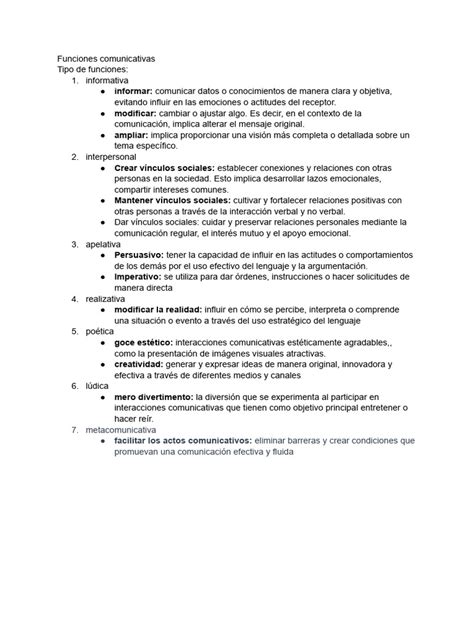 Tipos De Funciones Comunicativas Pdf