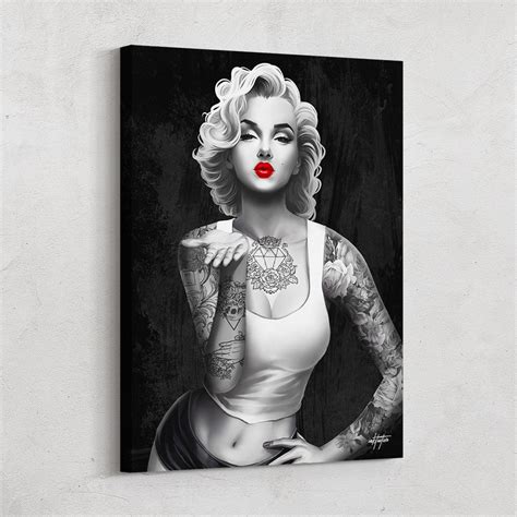 Marilyn Monroe Drawing Black And White Red Lips