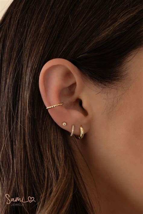 Everyday Gold Hoop Stack Minimalist Ear Piercings Everyday Earrings