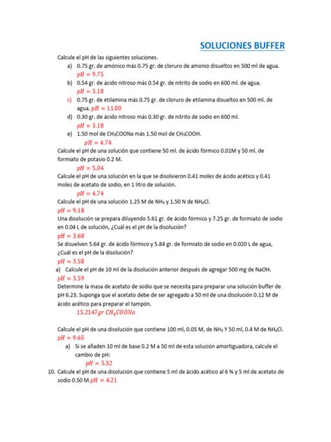 Soluciones Buffer Pdf Solución Tampón Ph