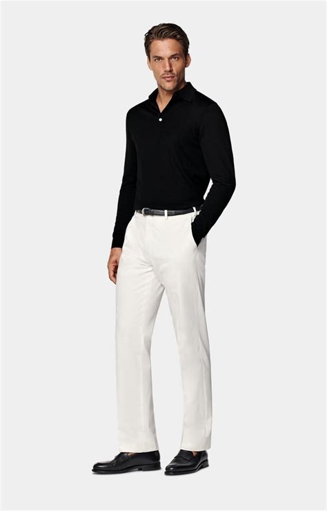 Off White Straight Leg Pants In Pure Cotton Suitsupply Suitsupply Us