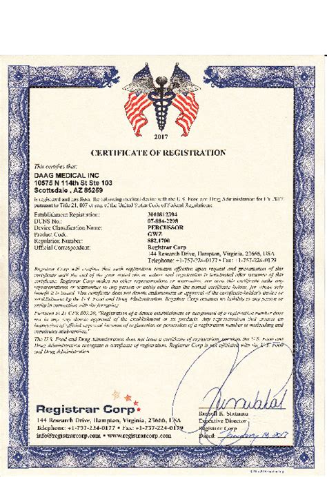 Fda Certificate