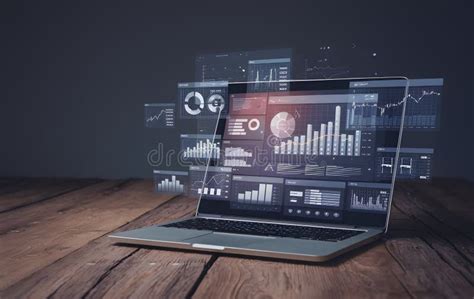 Modern Laptop Screen Showing Business Data Analytics Charts Graphs Information Technology