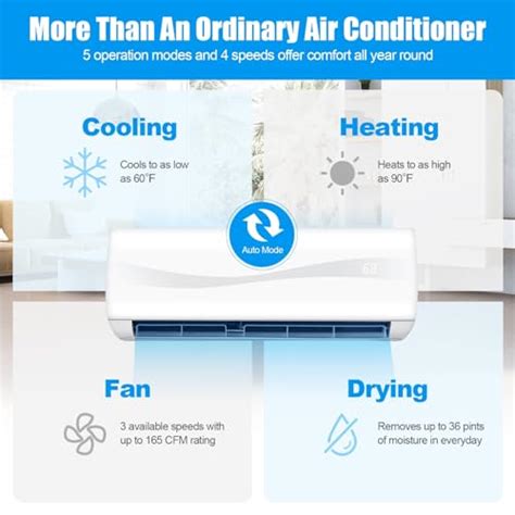 Glacer 12000 Btu Mini Split Ac 20 Seer2 Heat Pump 750 Sq Ft Cooling