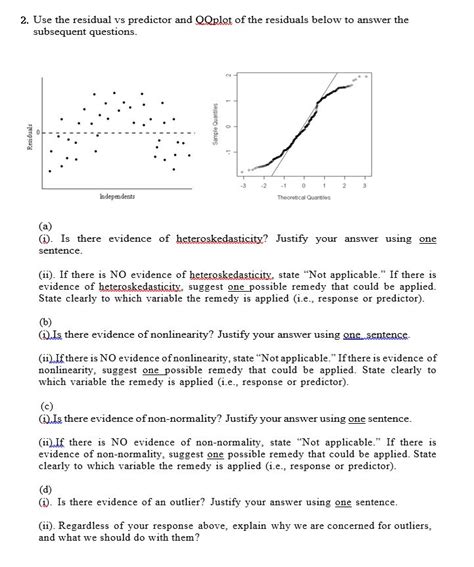 Solved 2 Use the residual vs predictor and ΩΩplot of the Chegg com