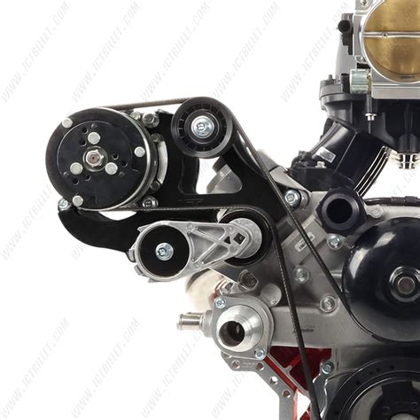 Ict Billet Black Power Coated Ls Corvette Spacing A C Compressor Bracket Kit Michigan Motorsports