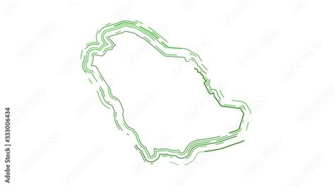 Saudi Arabia Map Lines Ksa Map Stroke Riyadh White Background With Alpha Isolated Stock 비디오