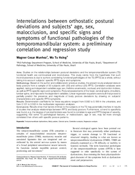 Pdf Interrelations Between Orthostatic Postural Deviations And