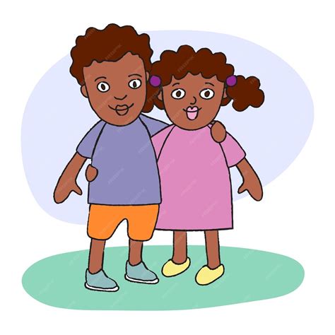 Premium Vector Portrait Of Afro Sister And Brother Boy And Girl