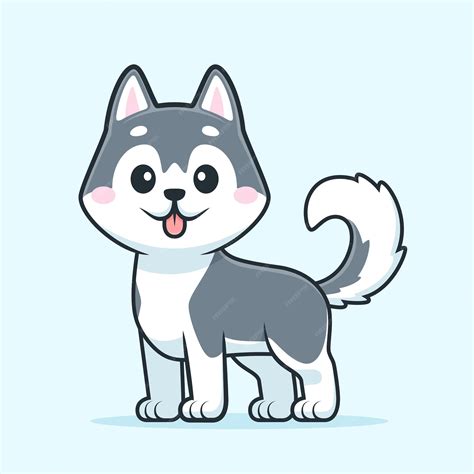 Premium Vector Cute Cartoon Siberian Husky Vector Illustration