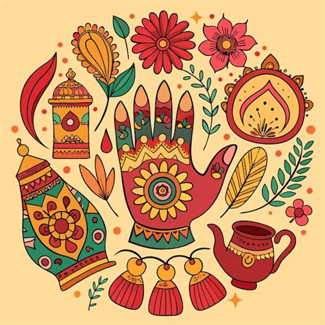 Elegant Handdrawn Mehndi Elements Premium Ai Generated Vector