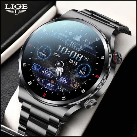 Lige Original Smart Watch For Men Bluetooth Call Sports Health Monitoring Social Message Weather