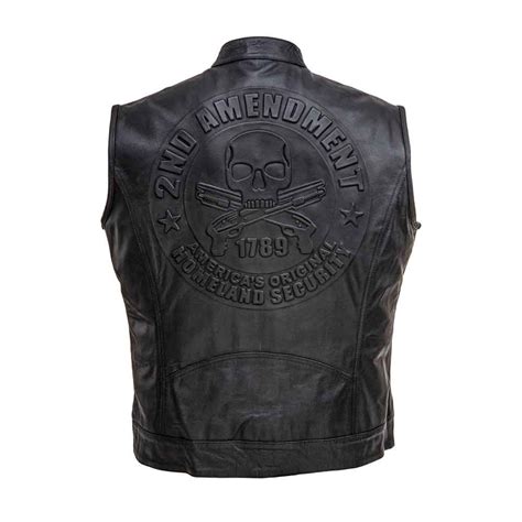 2nd Amendment Biker Vest Skull Riderz