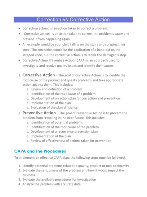 Correction Vs Corrective Action Pdf