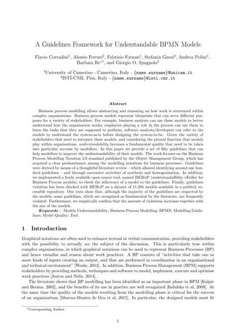 Pdf A Guidelines Framework For Understandable Bpmn Models Dokumen Tips