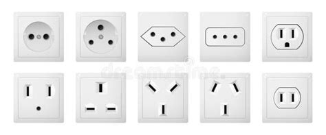 Set Of Electrical Sockets Different International Standards Stock
